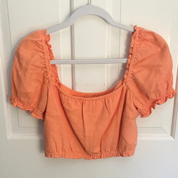 Abercrombie & Fitch | Tops | Abercrombie Orange Puff Sleeve Crop Top ...